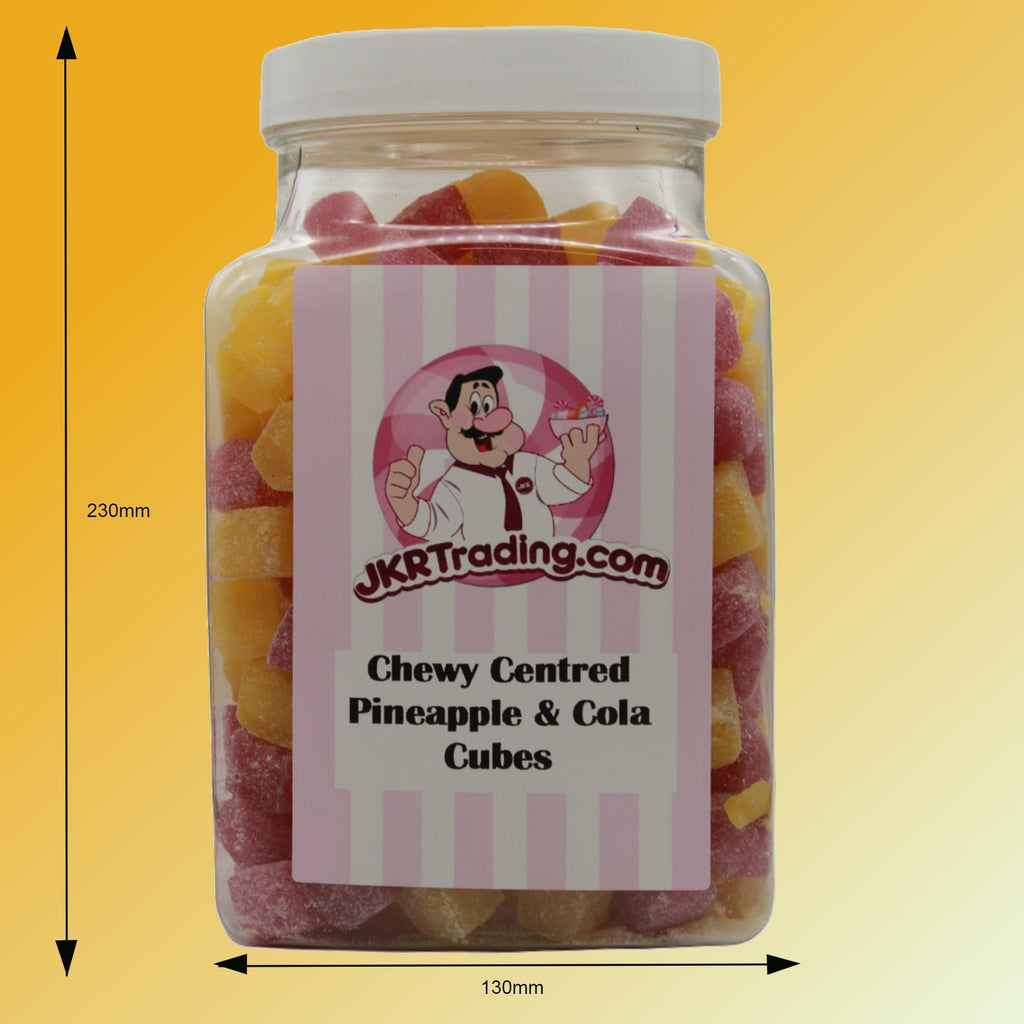 Chewy Cola And Pineapple Cubes In A Rectangular Gift Jar – JKR Trading