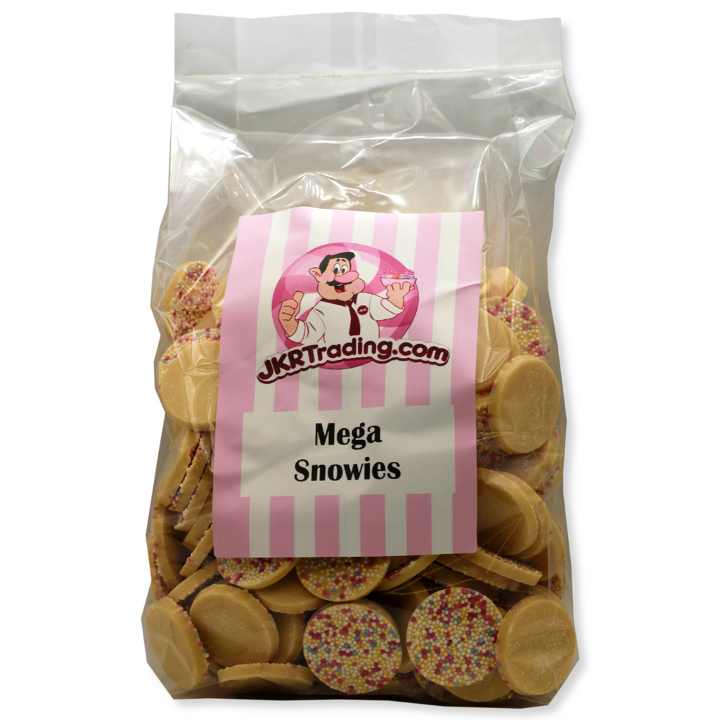 Mega Snowies 1KG Sharebag Of Giant White Candy Pieces With A Candy Top ...