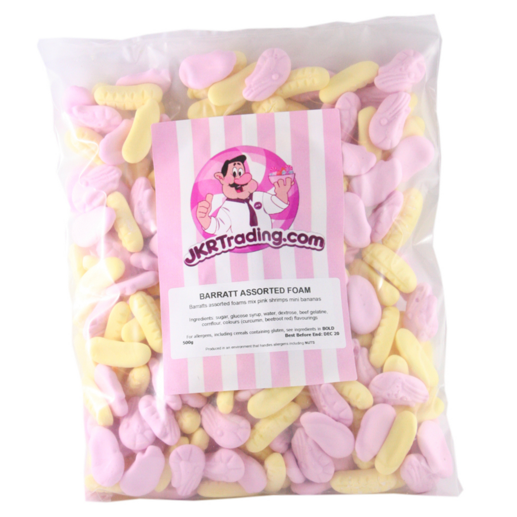 Foam Mix 500Gram Bag Mini Bananas and Shrimps 70s Pick n Mix Favourite ...